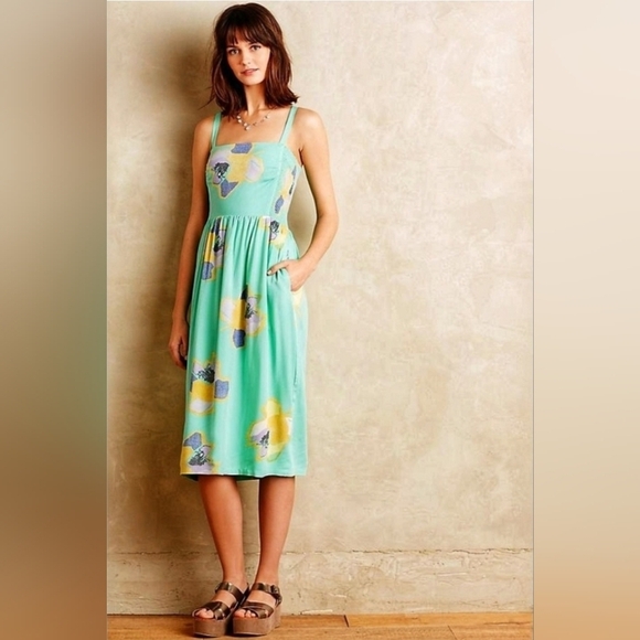 Corey Lynn Calter | Dresses | Corey Lynn Calter Aqua Floral Print Midi ...